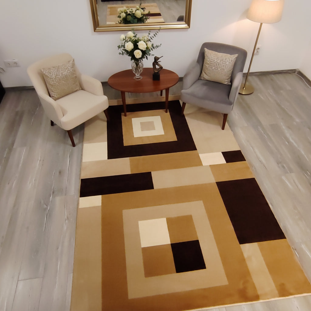 Covor modern EMA 449 , bej/maro, dreptunghiular